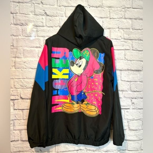 Disney | Jackets & Coats | Disney Mickey Mouse 8s Neon Windbreaker ...